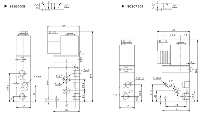 Aluminum 5-Way Solenoid Operated Directional Control Valve G1/8" - G1/2"