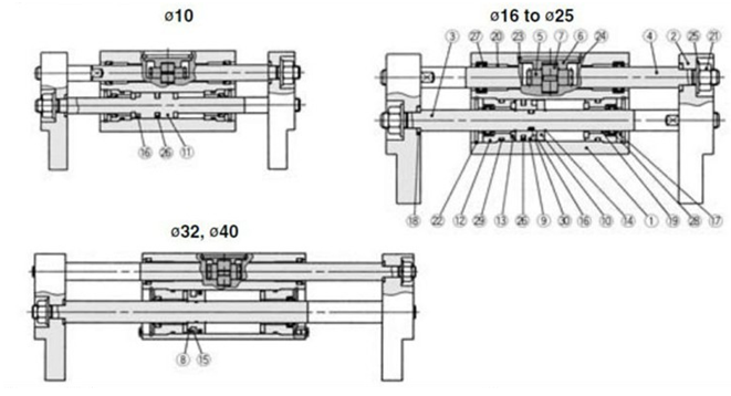10mm - 40mm Parallel Wide Opening Pneumatic Gripper Double Acting With ...