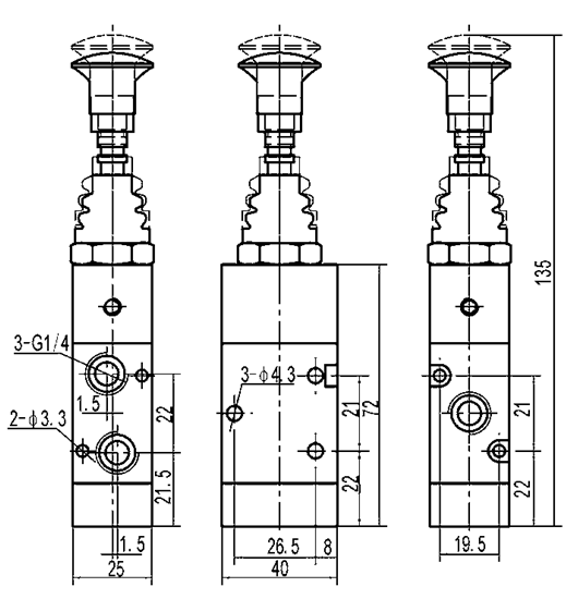25mm MetalWork Manual Directional Control Hand Draw Valve Two Position ...