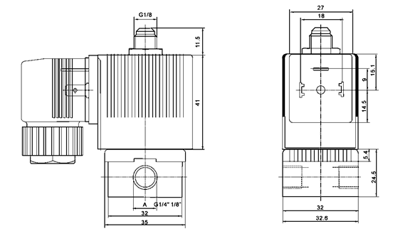 1.5mm G1/4" Three Way Miniature Solenoid Operated Directional Control ...
