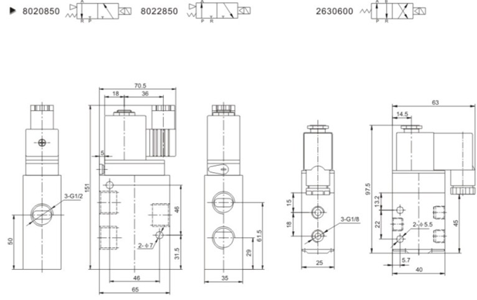 Aluminum 5 Way Solenoid Operated Directional Control Valve G1 8 G1 2