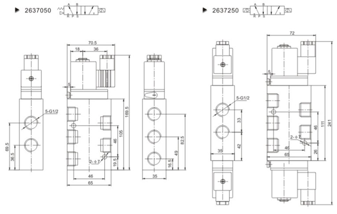 Aluminum 5 Way Solenoid Operated Directional Control Valve G1 8 G1 2