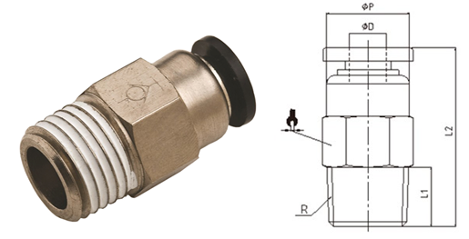 Brass Nickle Plated Pneumatic Stop Fitting For Pneumatic Automation ...
