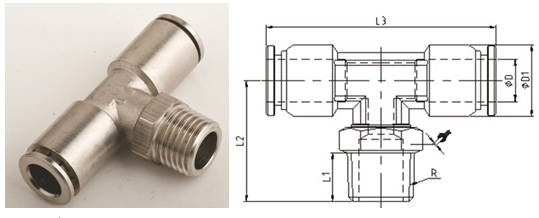 Branch Tee Pneumatic Tube Fittings