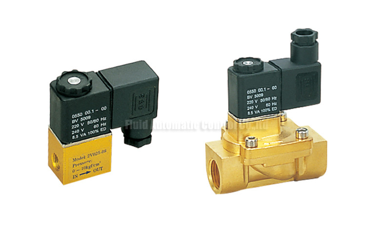 2V Series Brass 2 Position 2 Way Pneumatic Solenoid Valve G1/4",Orifice 2.5mm